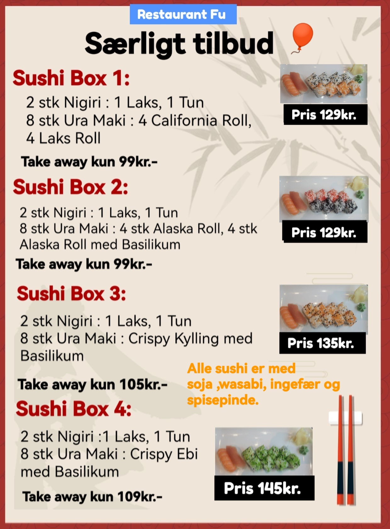 Sushi Special Tilbud Menu – Restaurant Fu